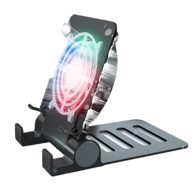 Ленивый держатель для мобильного телефона складной прикроватный держатель для мобильного телефона с охлаждением вентилятором-черный-с подсветкой