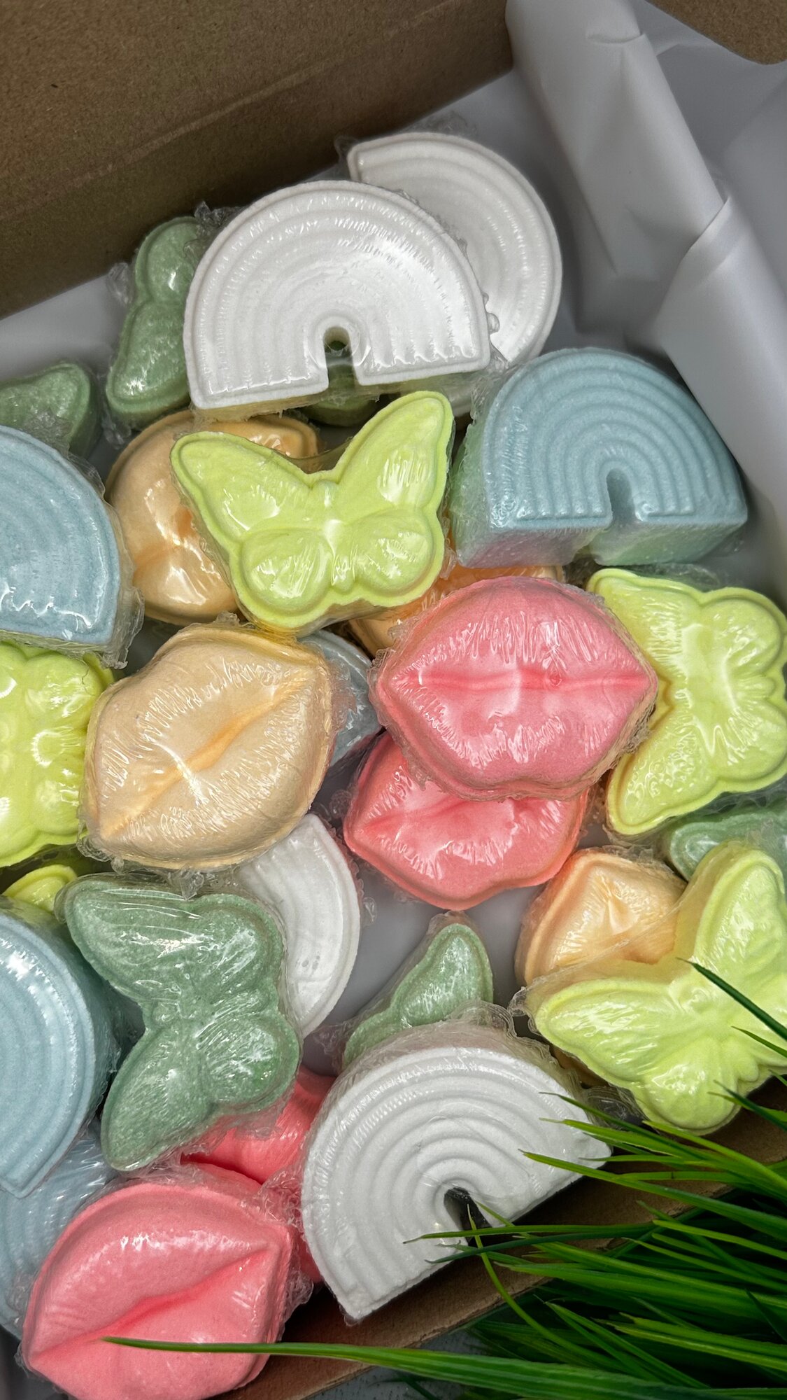 Большой набор бомбочек для ванны с ароматами: банан, киви, яблоко, кокос 30 штук