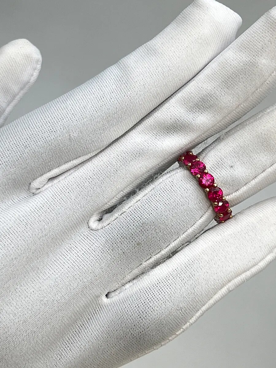 Кольцо, рубин синтетический