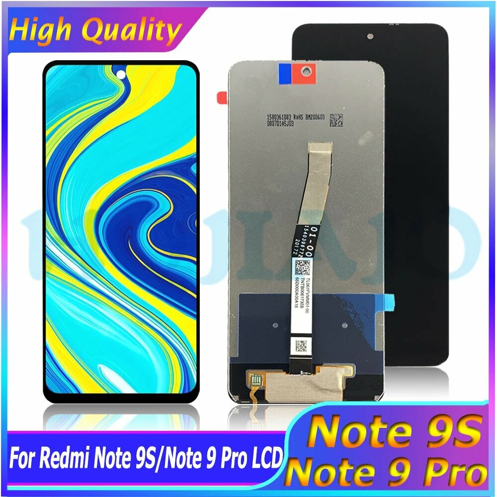 Протестировано для Xiaomi Redmi Note 9 Pro/Note 9s ЖК-дисплей с цифровым преобразователем сенсорного экрана для 9 Pro/9s Дигитайзер ЖК-дисплея