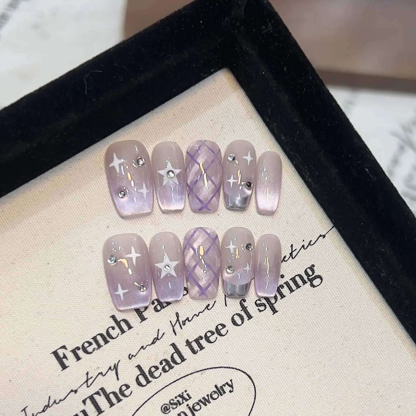 Olevo накладные ногти фиолетовые кошачий глаз 872-XS