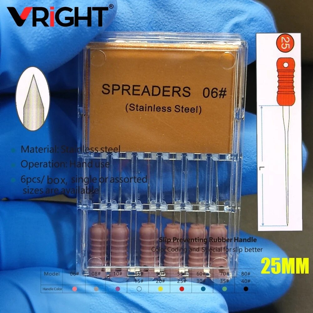 Спредеры эндофайлы 06# из нержавеющей стали 25 мм, цвет Spreaders-25MM-06