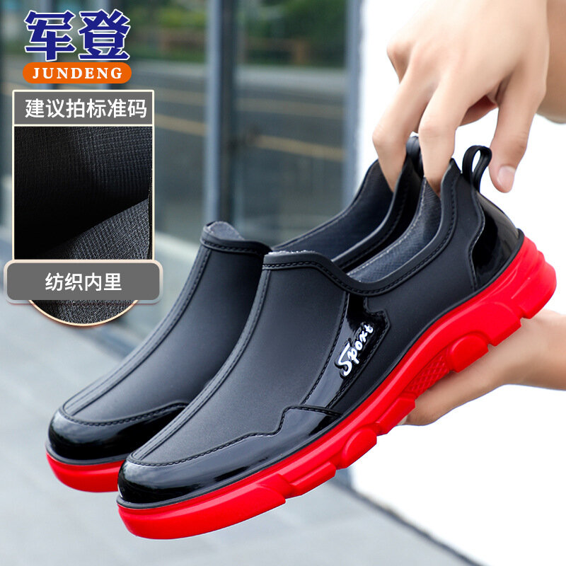 Стильные и универсальные резиновые туфли для весны и осени, унисекс резиновые туфли с резиновой подошвой, нескользящие резиновые сапоги, размеры 35-44, водоотталкивающие и нескользящие туфли для воды.(Выбирайте размер, ориентируясь на таблицу размеров.)