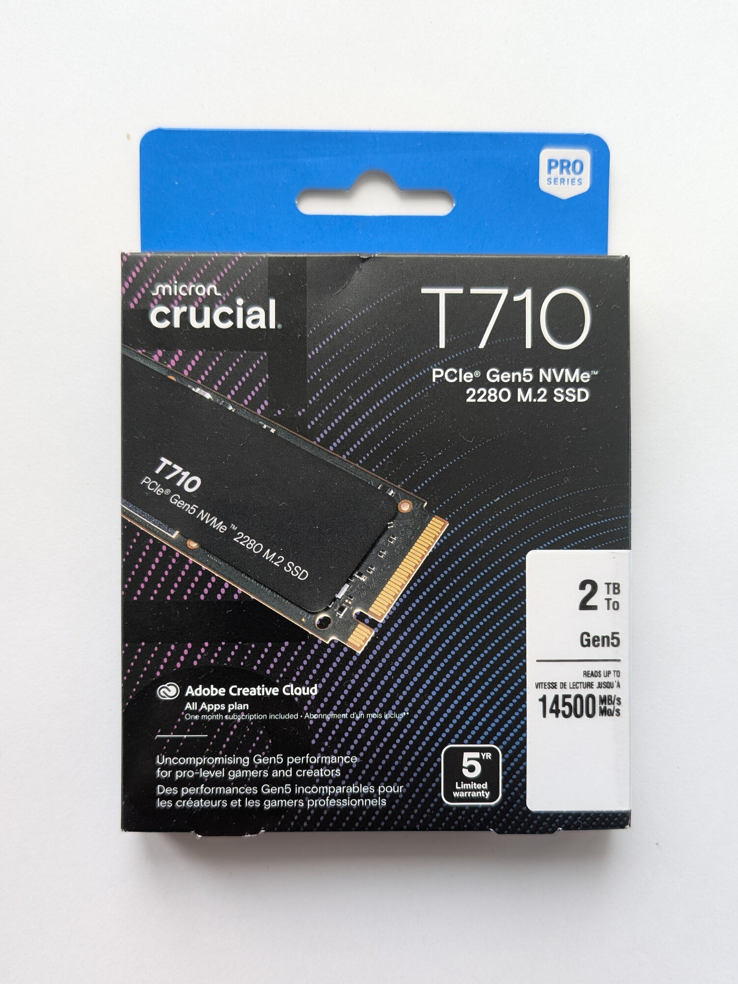 SSD M.2 NVMe 2Tb Crucial T710, 14500/13800MBs, 2300000 IOPS, 3D TLC NAND, 2280, PCI-E 5.0x4 (CT2000T710SSD8)
