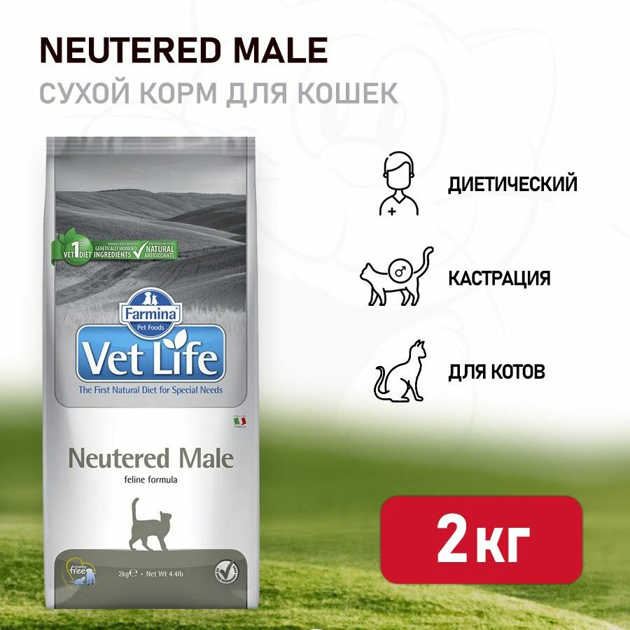 Farmina Vet Life Cat Neutered Male 2 кг сухой корм для взрослых кастрированных котов