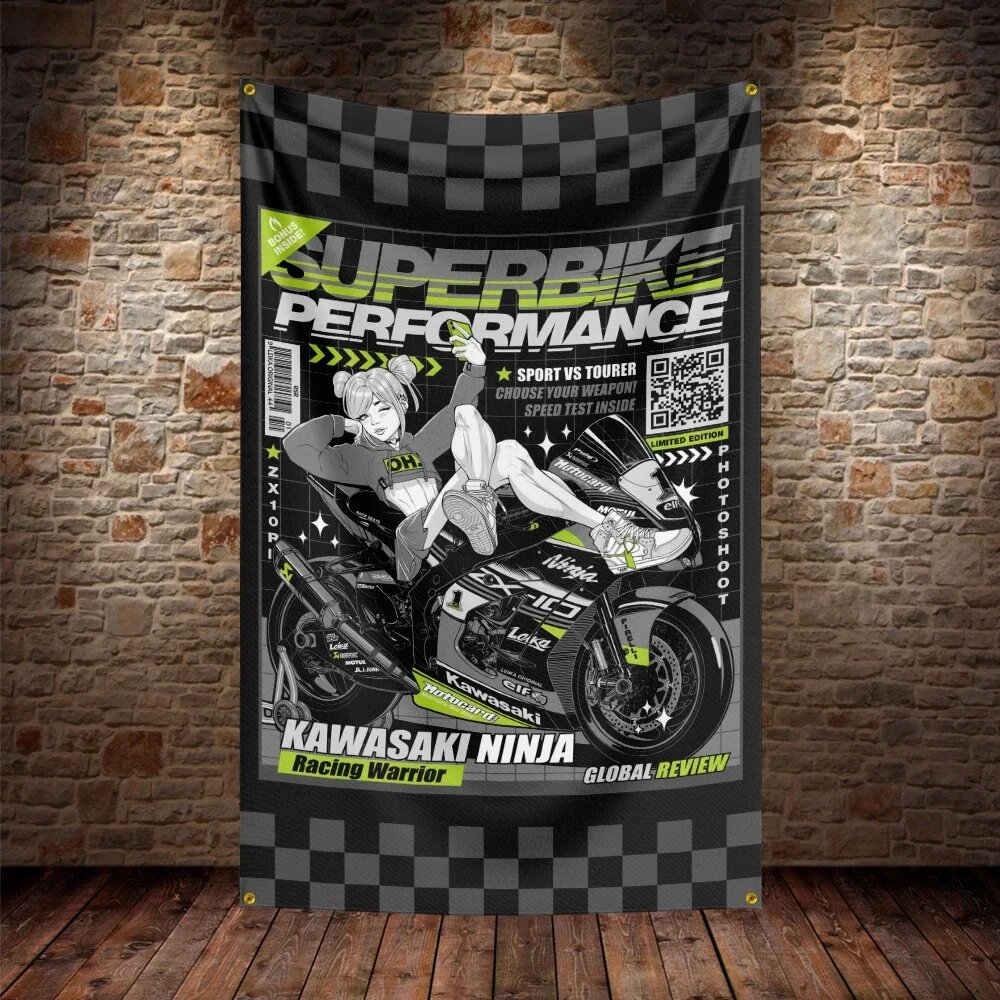 Флаг JDM гоночного автомобиля из полиэстера 3х5 футов 60 х 90 см, DT250103000140