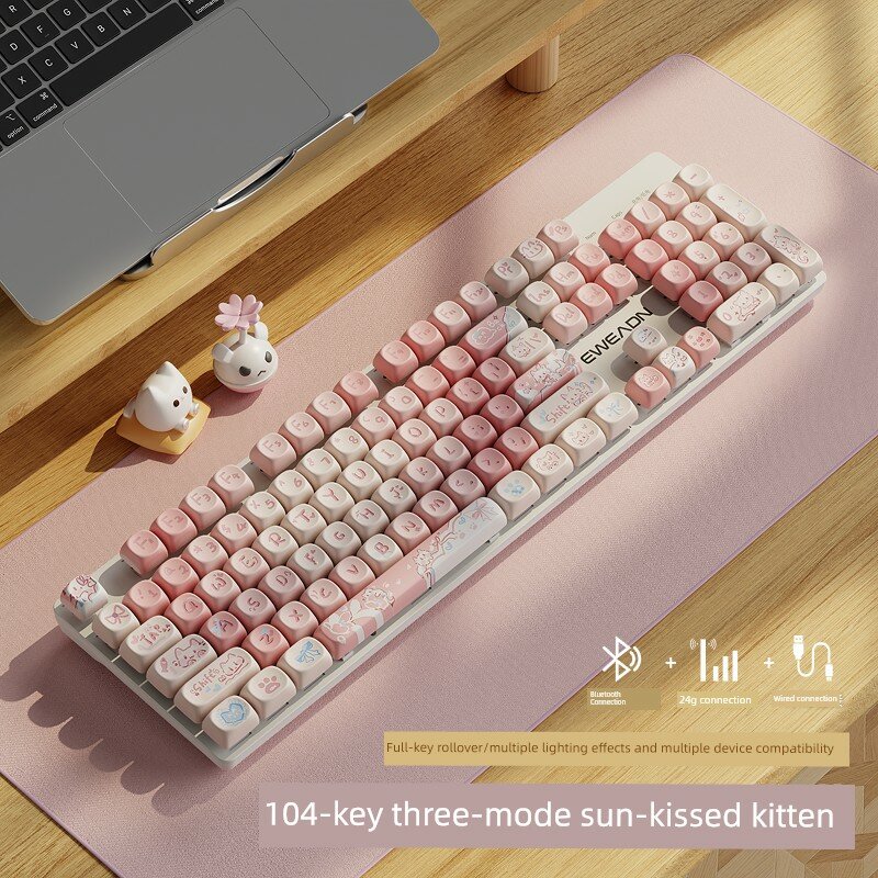 Механическая клавиатура Forerunner Rouge Kitty для девочек, высококачественная проводная/беспроводная