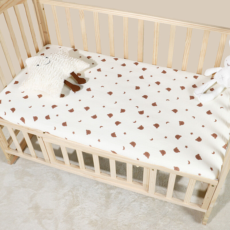 Простыня на резинке для детской кроватки, класс А для мам и младенцев, из 100% хлопковой марли, простыня для новорожденных, детский всесезонный чехол для кровати.