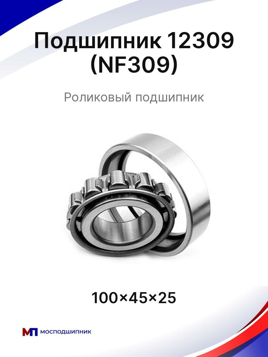 Подшипник 12309 (NF309), наружный диаметр 100 мм, внутренний диаметр 45 мм