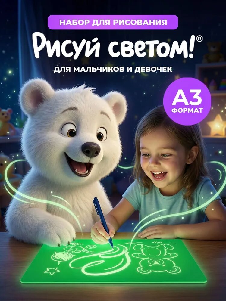 Набор для творчества рисования светом / Подарочный набор / Рисуй светом
