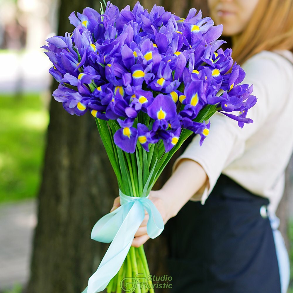 Монобукет STUDIO FLORISTIC "Ириска", ирисы, высота 40см, синий