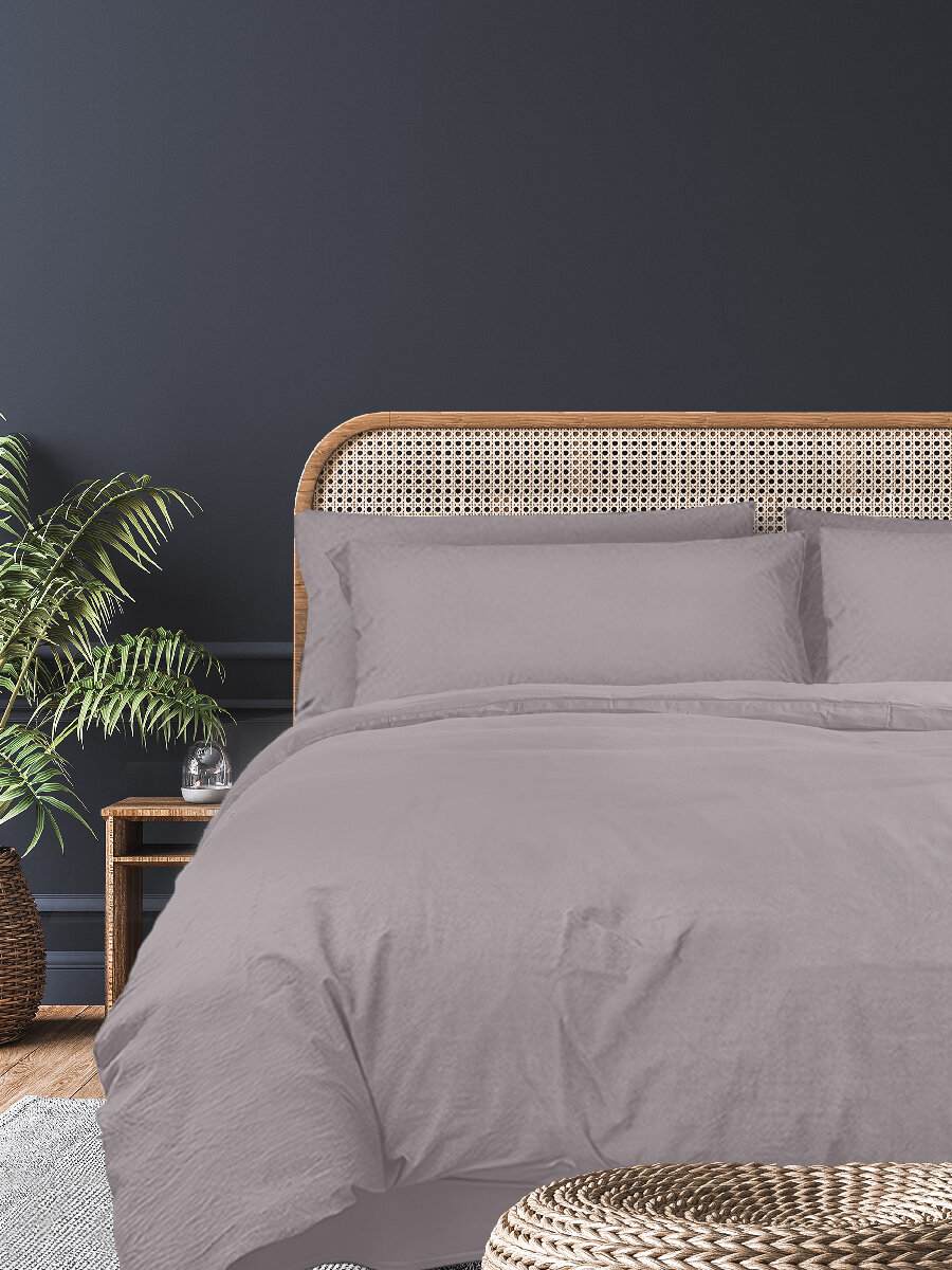Комплект постельного белья Livadia Stonewash Грей, евро, полисатин, наволочка: 50х70см