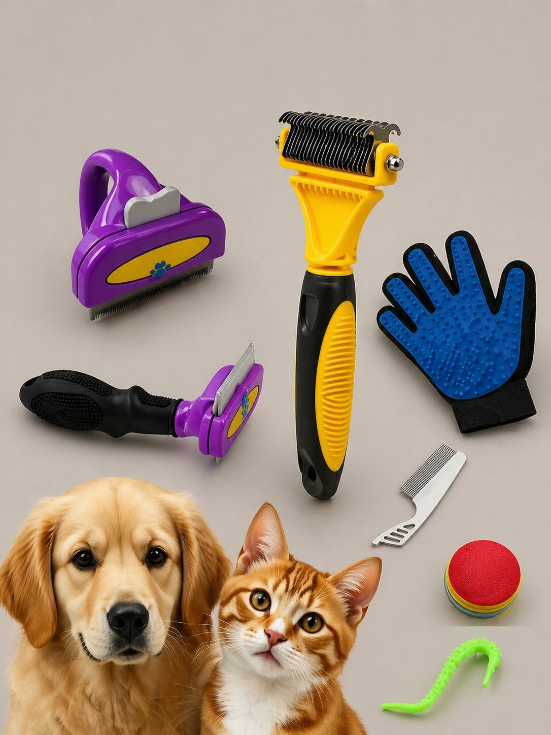 Набор 6 в 1 расческа дешеддер колтунорез для кошек и собак petspa