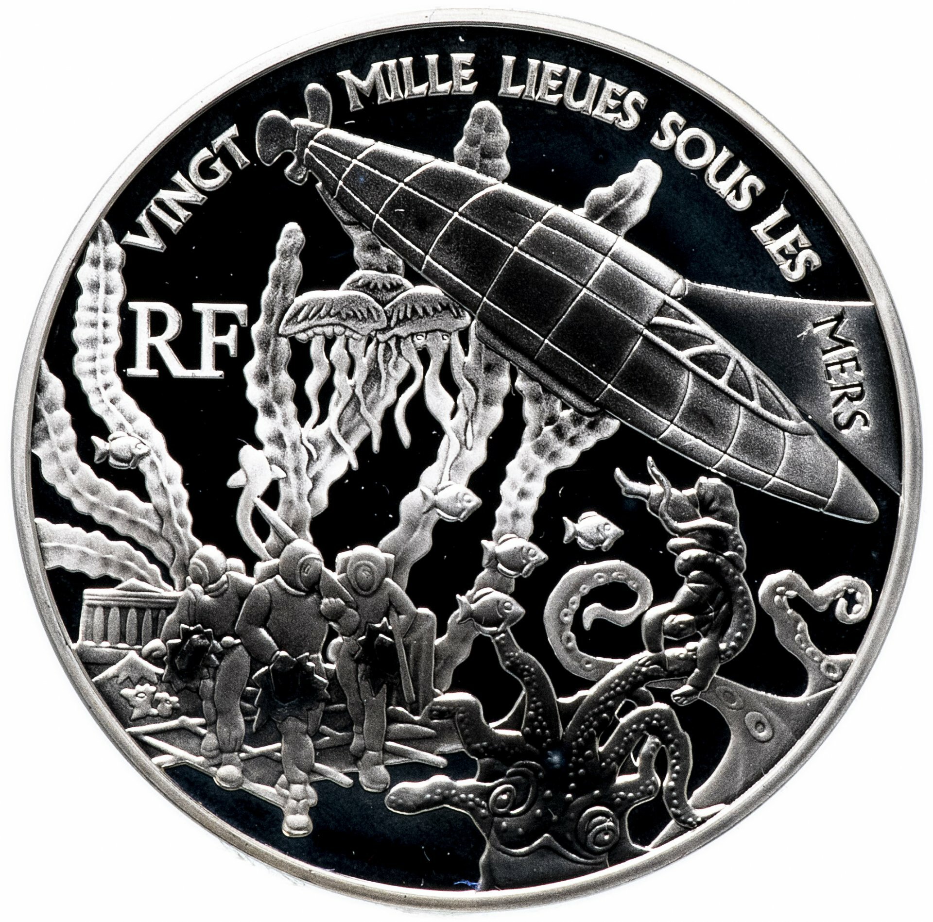 Франция 1,5 евро euro 2005 Proof "Жюль Верн "Двадцать тысяч льё под водой", Серебро 900