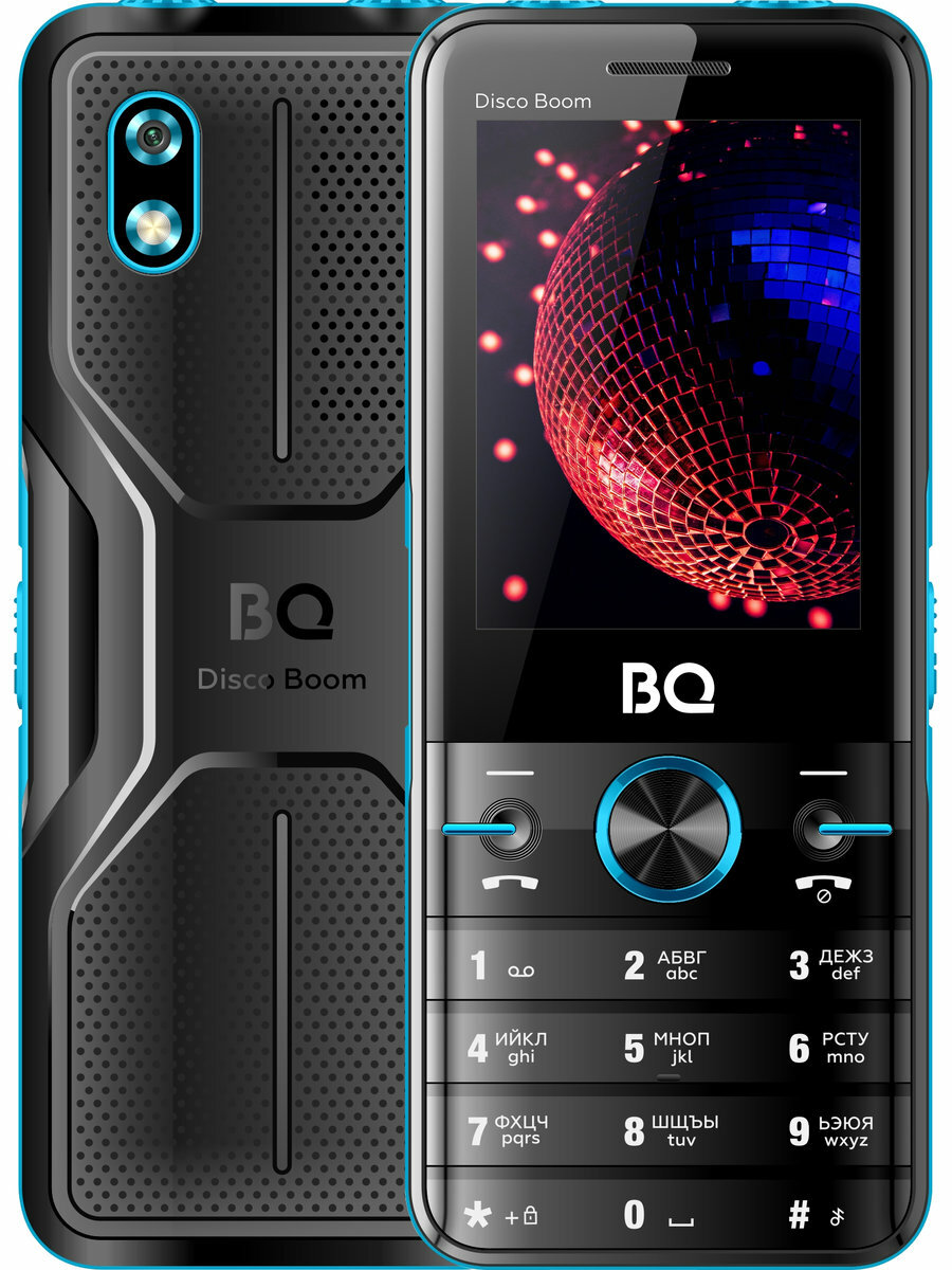 Мобильный телефон BQ 2842 Disco Boom, 2 SIM, BT 3.0, 2.4", 32MB, черный/голубой