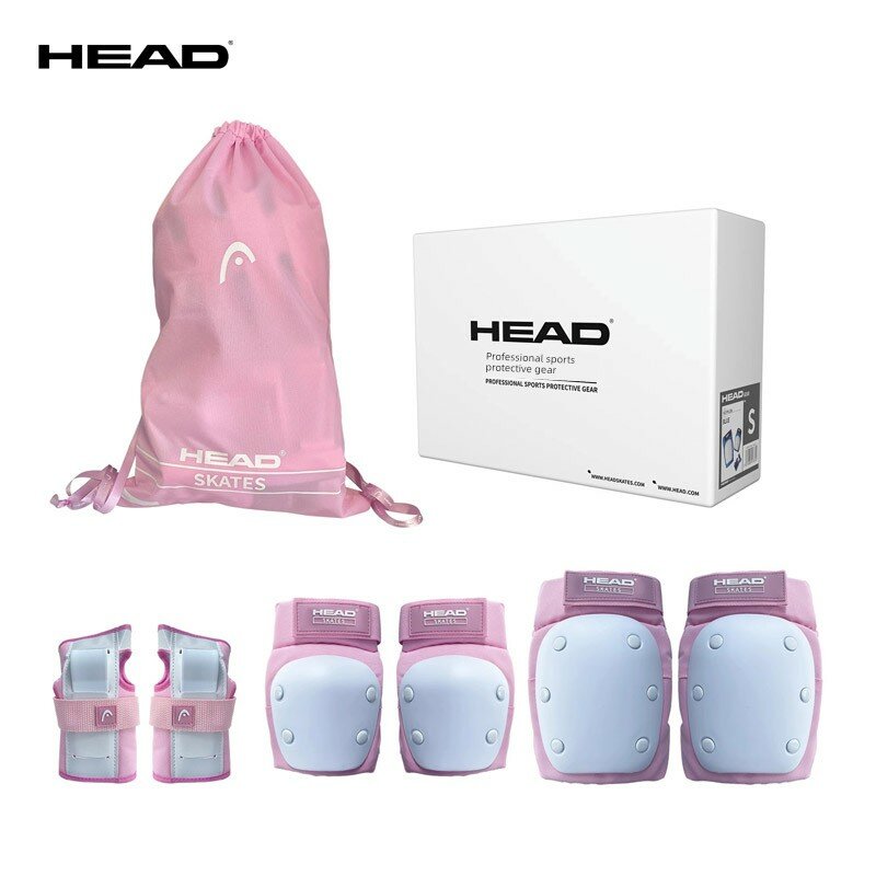 HEAD Сакура-Розовый 6-комплектный комплект защитной экипировки для роликовых коньков (шлем, колено, локоть, запястье)