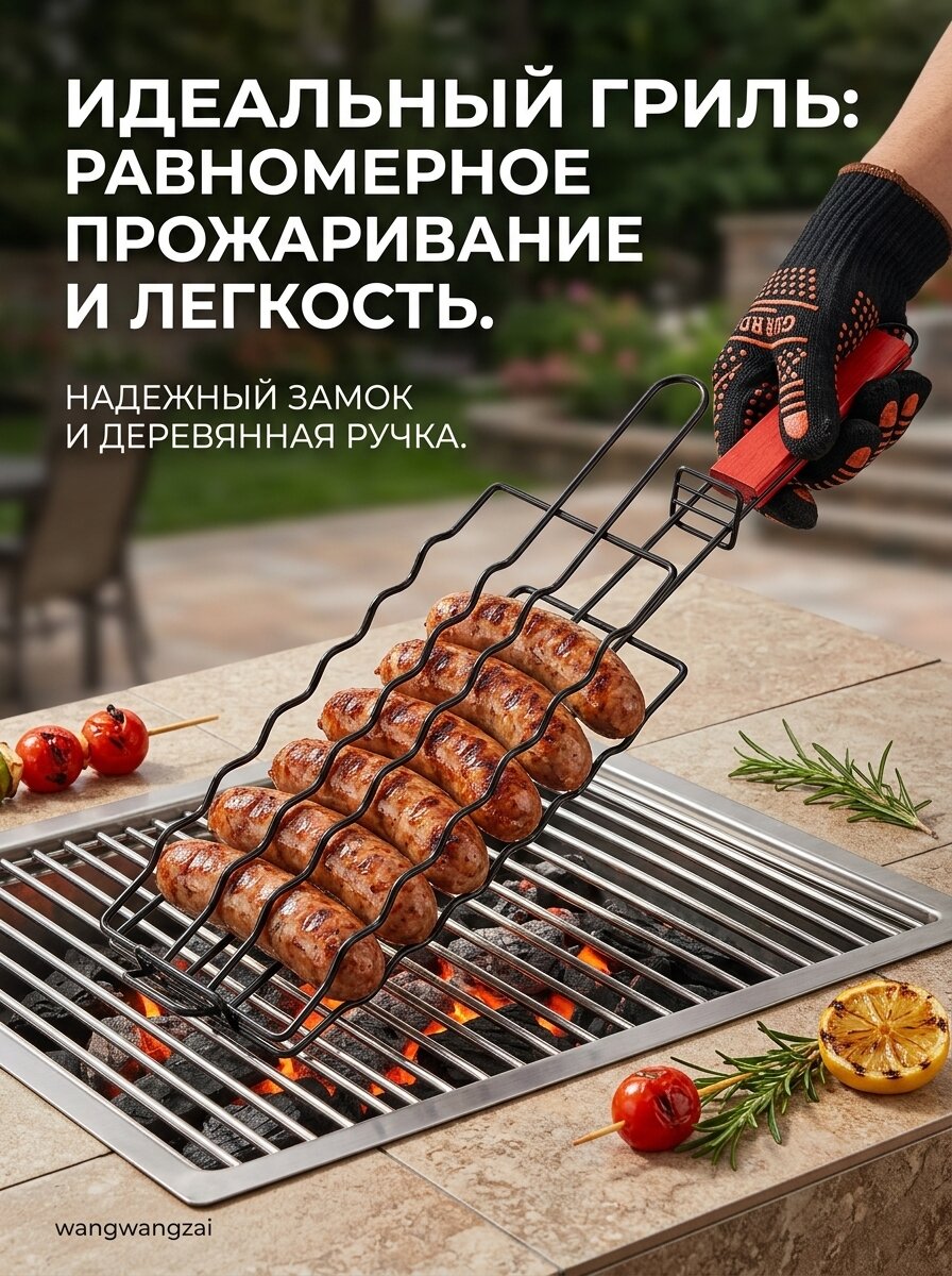 Решетка-гриль Нержавеющая сталь, длина 28 см, ширина 10