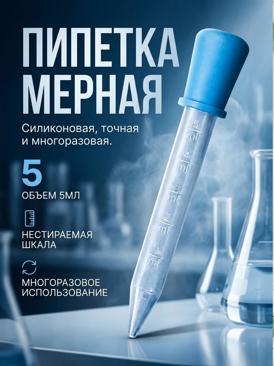Пипетка мерная для жидкостей / Пипетка пластиковая 5 мл для творчества
