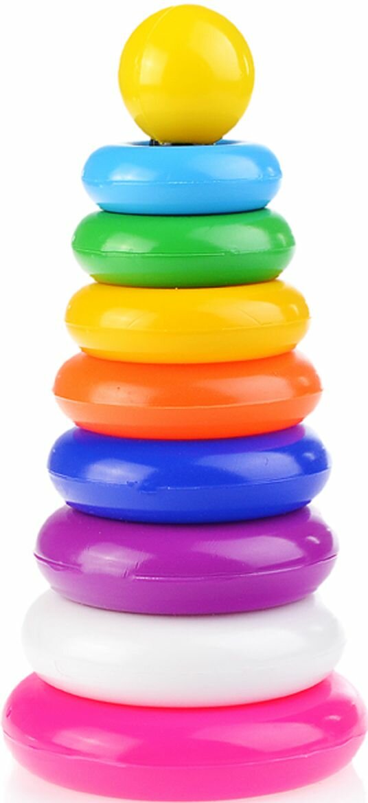 Детская пирамида, развивающая пластиковая игрушка-пирамидка из 8 колец, учим цвета и формы