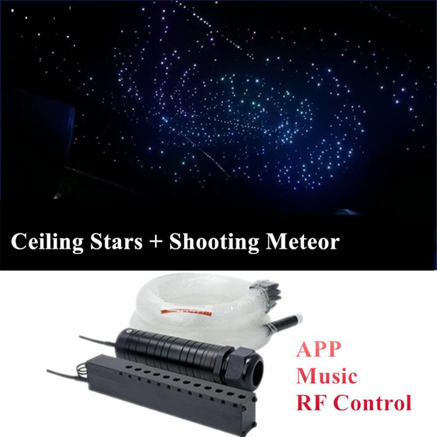 210 шт. RGBW светодиодных оптоволоконных звездных ламп для потолка автомобиля, салона, белого метеорита