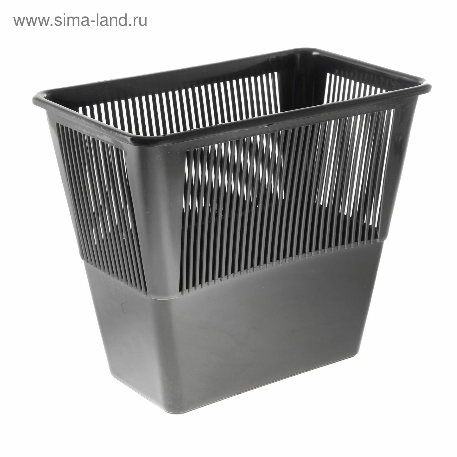 Корзина для бумаг и мусора 12 л, пластик, сетчатая, прямоугольная, черная