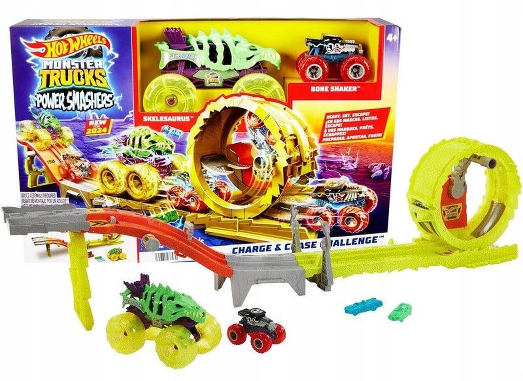 Игровой набор Hot Wheels "Monster Trucks Power Smashers", 2 машинки, 2 трека, 1:64