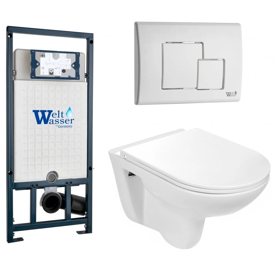 Комплект Weltwasser 10000010360 подвесной унитаз baarbach 004 gl-wt + инсталляция marberg 507 кноп