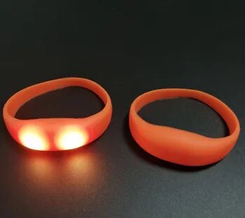 Браслет светящийся 10 штук для вечеринки LED силиконовые для детей и взрослых, оранжевый