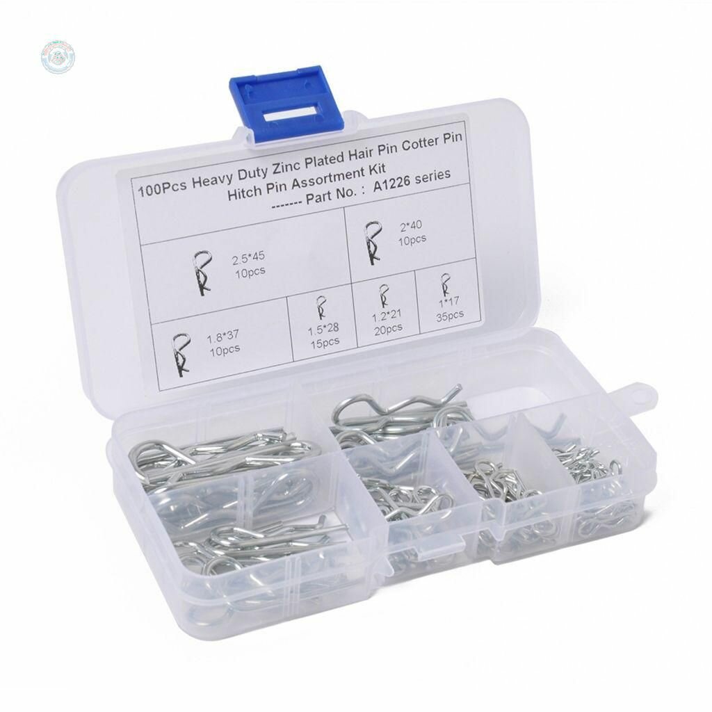 Комплект стопорных болтов и штифтов, углеродистая оцинкованная сталь, 100 шт, быстрая фиксация без скольжения, универсальный набор для трактора, сельхозтехники, двигателя, автомобиля и сада