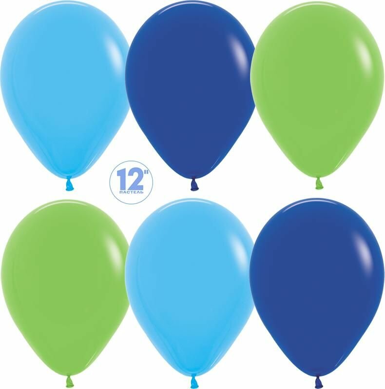 Набор воздушных шариков Sempertex 12", 30 см, ассорти, для мальчика, пастель, 50 шт