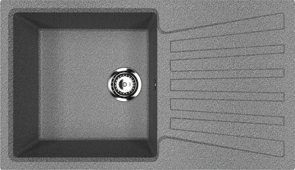 Мойка кухонная Ulgran U-703 -309 прямоугольная, 83x48, мойка для кухни, с крылом, серая, матовая