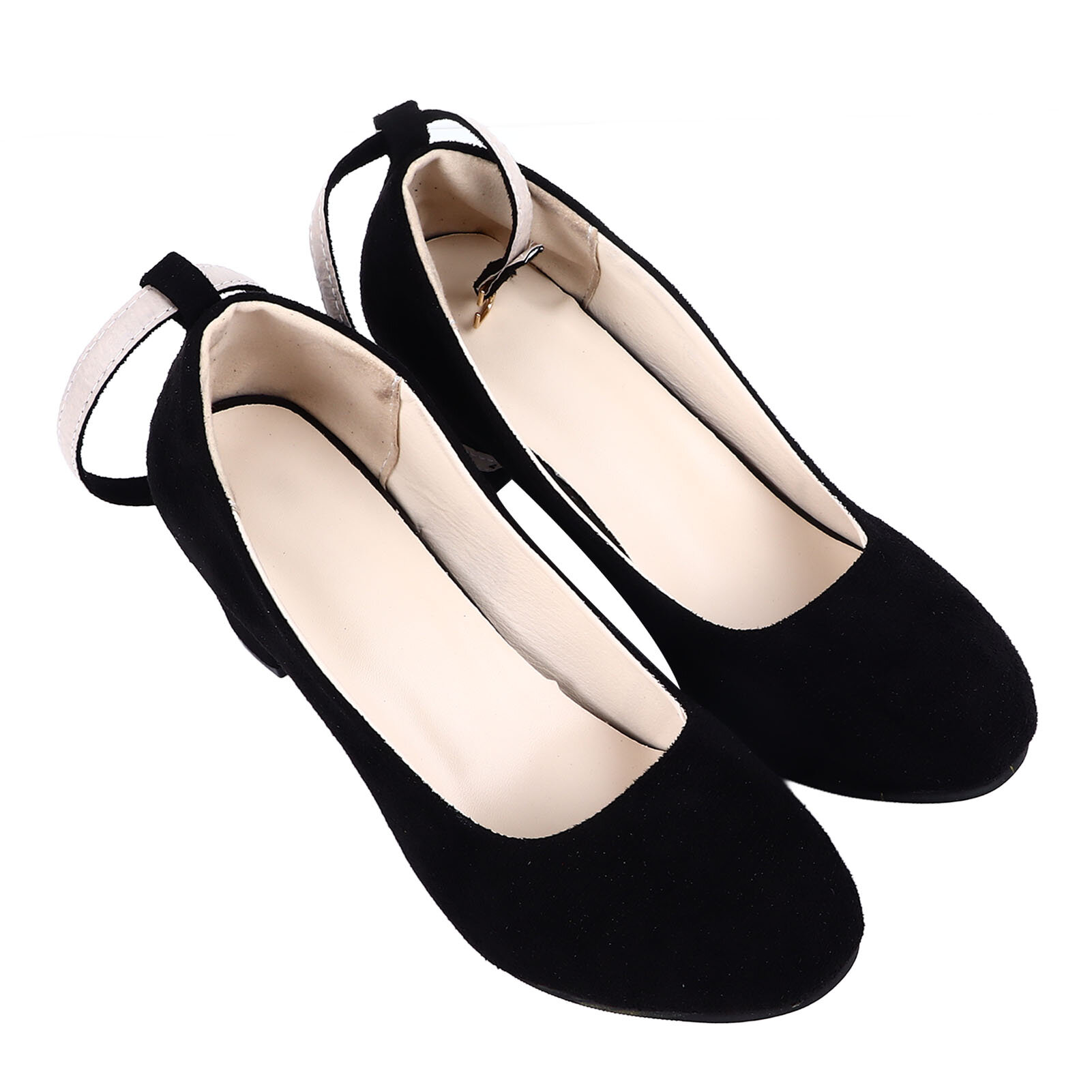 Женские туфли-лодочки на высоком каблуке с закрытым носком для свадьбы, туфли-лодочки с закрытым круглым носком для офиса, туфли-лодочки с ремешком на щиколотке, черные, размер 37