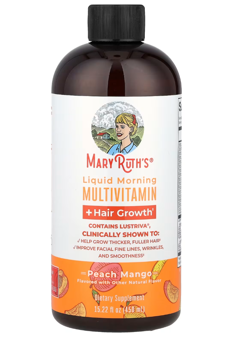 MaryRuth's, Liquid Morning Multivitamin, средство для роста волос, персик и манго, 450 мл