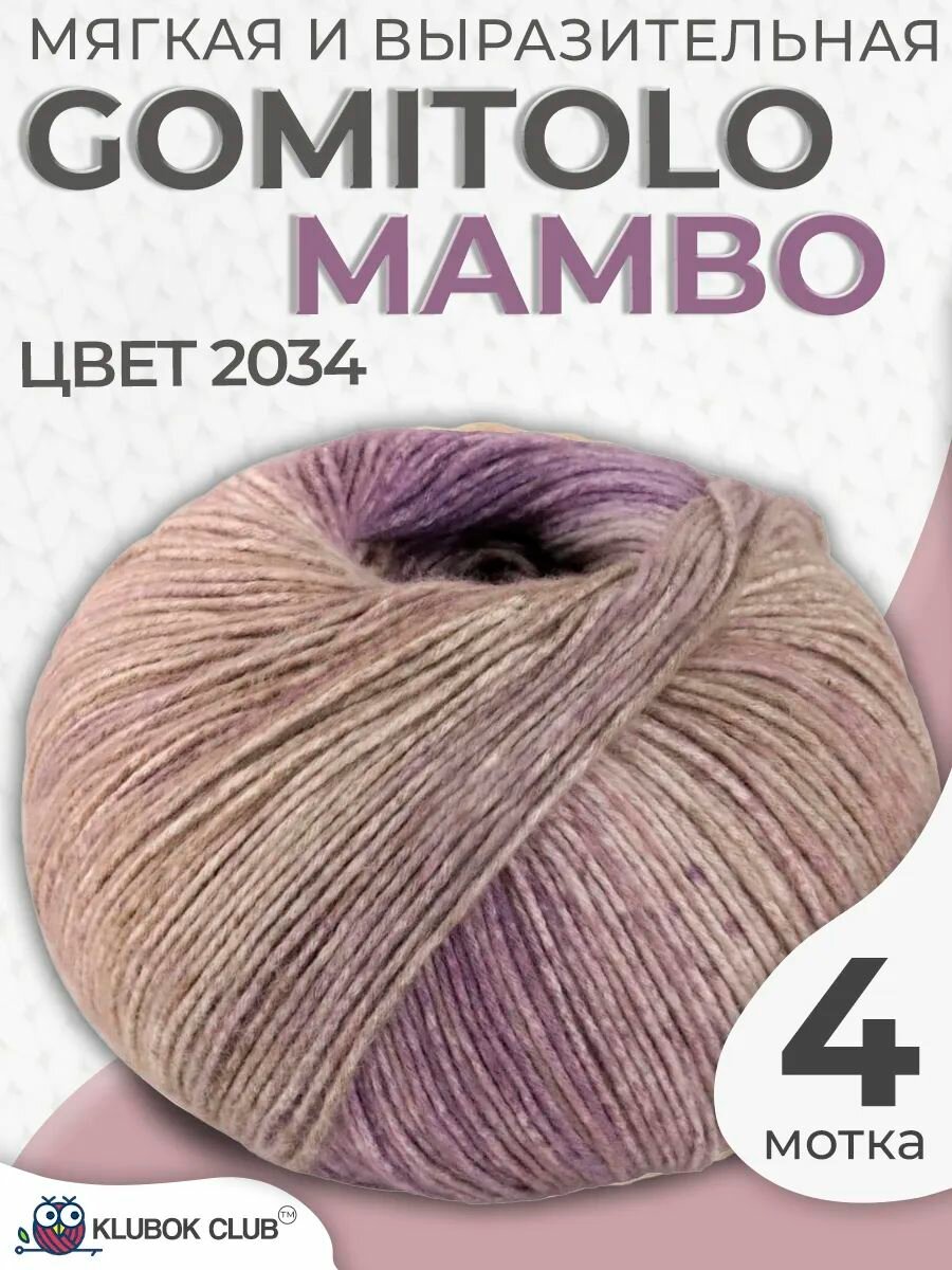 Пряжа для вязания Lana Grossa Gomitolo Mambo секционный принт, цвет 2034, 4 мотка