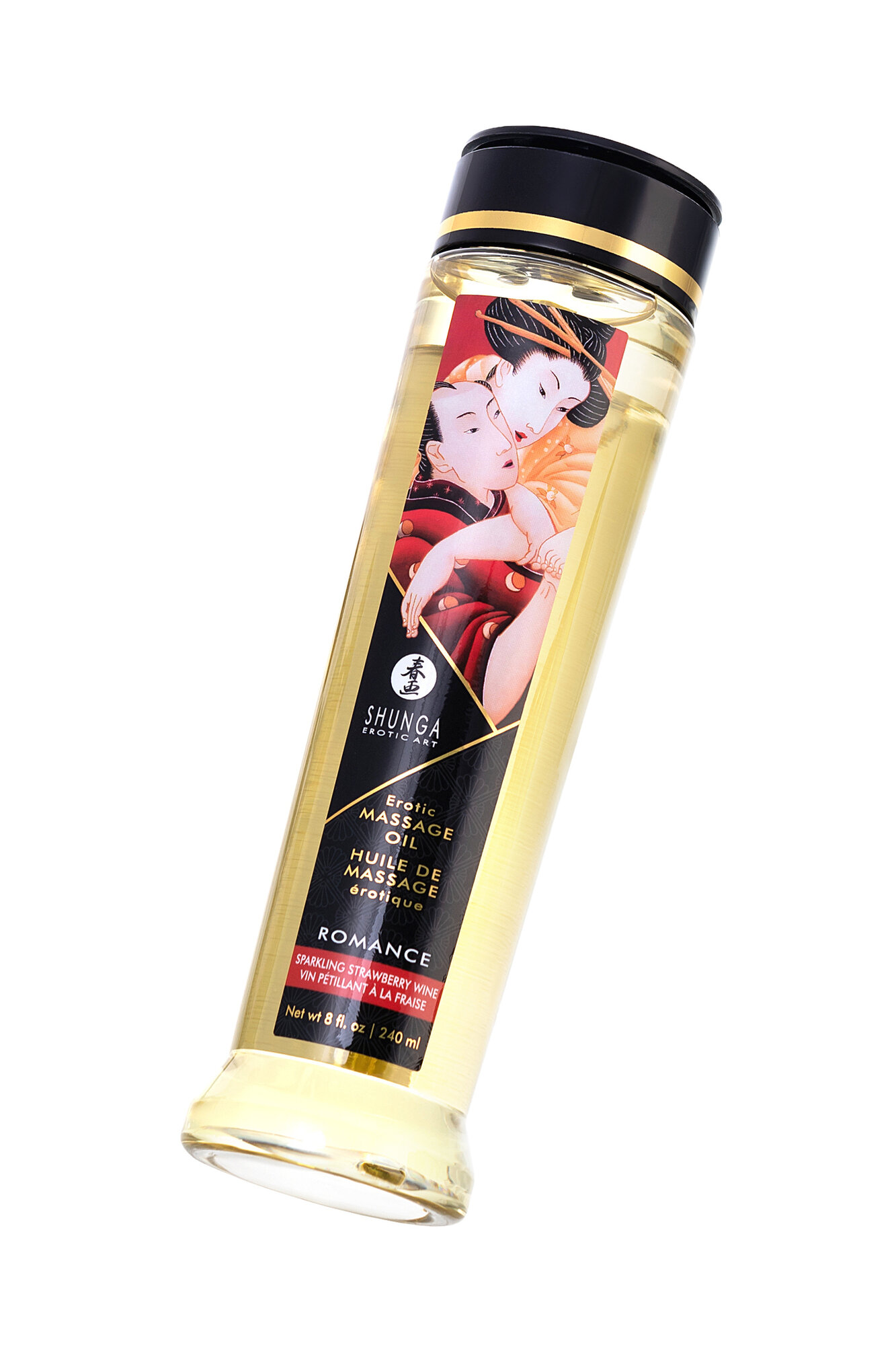 Массажное масло Shunga 'Sparkling Strawberry Wine', 240 мл, натуральные масла холодного отжима