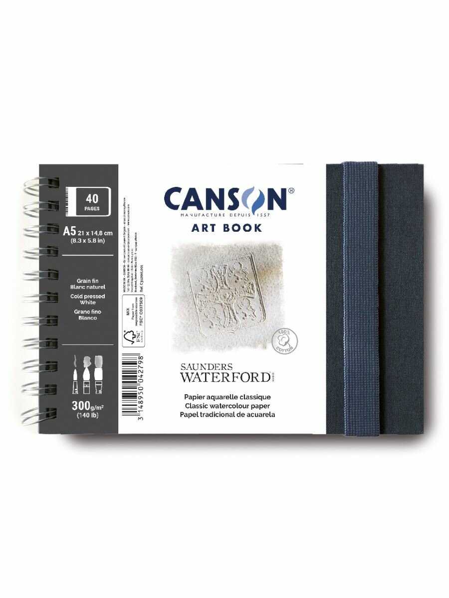 CANSON ART BOOK скетчбук 300 г/м2 на спирали по короткой стороне, 20 листов A5 21 х 14.8 см, C31200L001