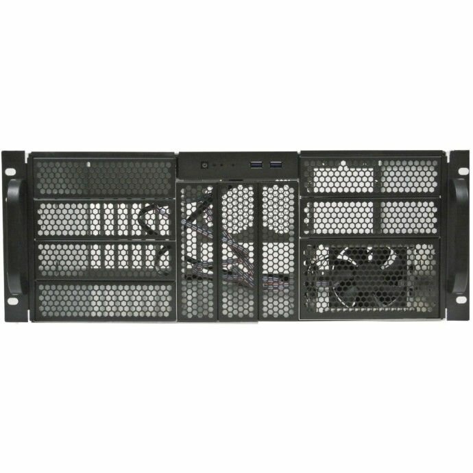 Procase Корпус RE411 - D9H3 - A - 45 Корпус 4U server case,9x5.25+3HDD, черный, без блока питания, глубина 450мм, MB ATX 12"x9,6"