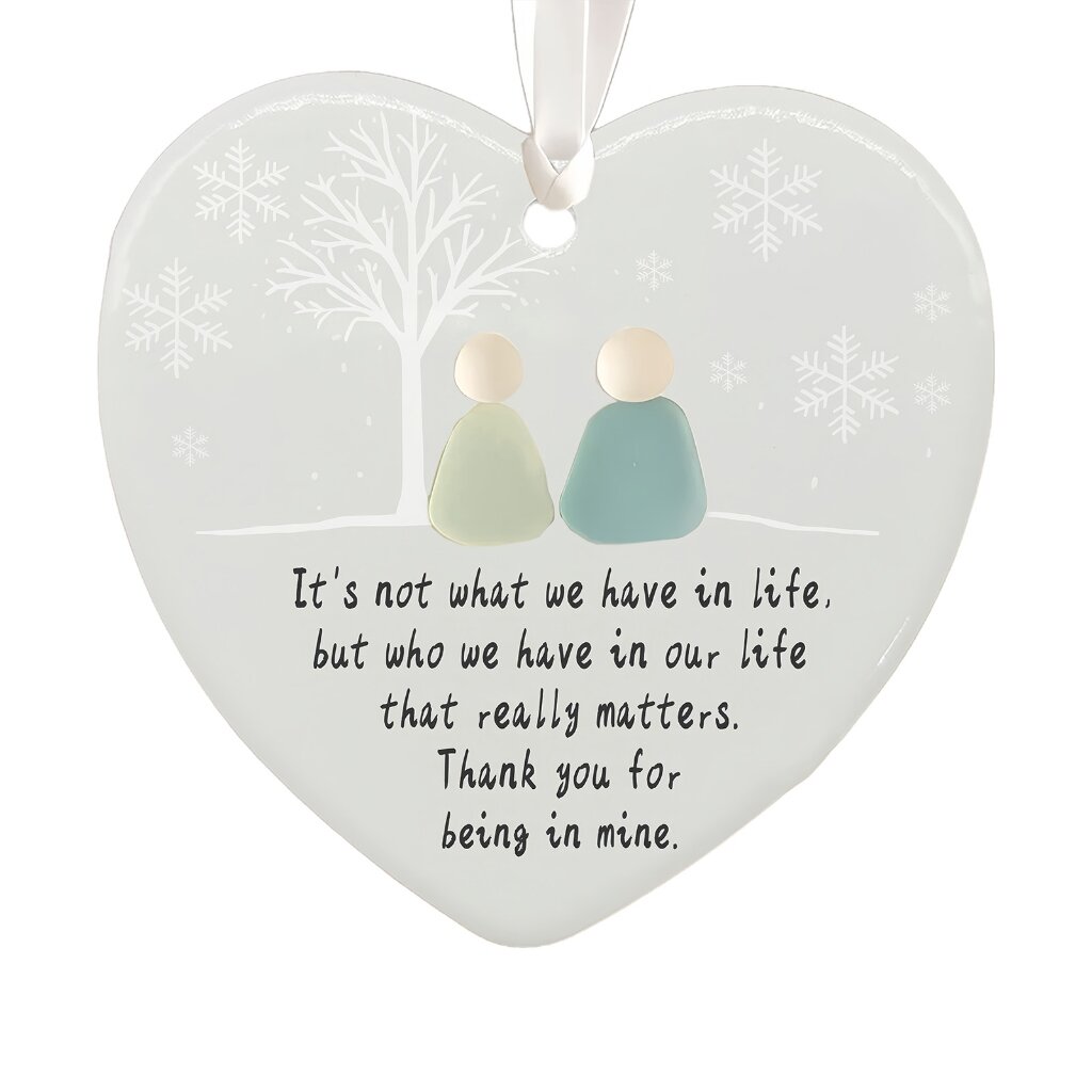 Heart-Shaped Beach Glass Friendship Decor, Enduring Friendship Heart Tokens, Friendship Heart Ornament for Christmas Tree Hanging Ornaments, Beach Glass Art