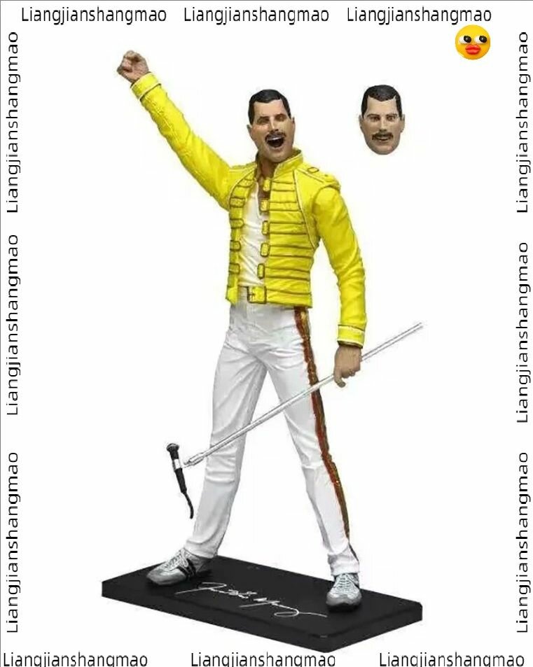 Эксклюзивная подвижная фигурка Queen Фредди Меркьюри 18 см с микрофоном в желтой куртке