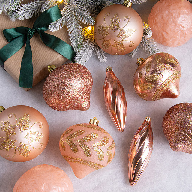 Елочные игрушки Chateau Collections - Pink Fleur 10 см, 10 шт, пластик, Winter Deco, 1001152