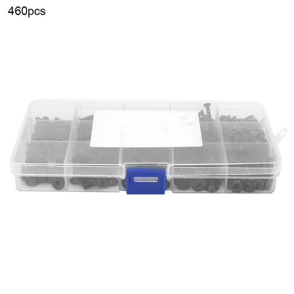 Набор из 460 винтов с шестигранной головкой и потайной головкой M3 M4 M5 черного цвета, класс 10.9