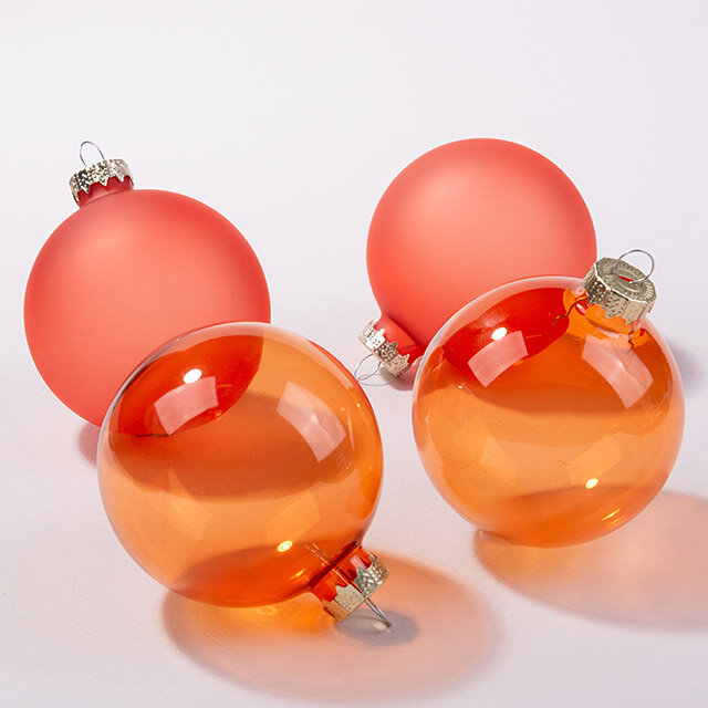 Елочные шары Bubble 8 см warm orange mix, 4 шт, стекло, Winter Deco, 1001287