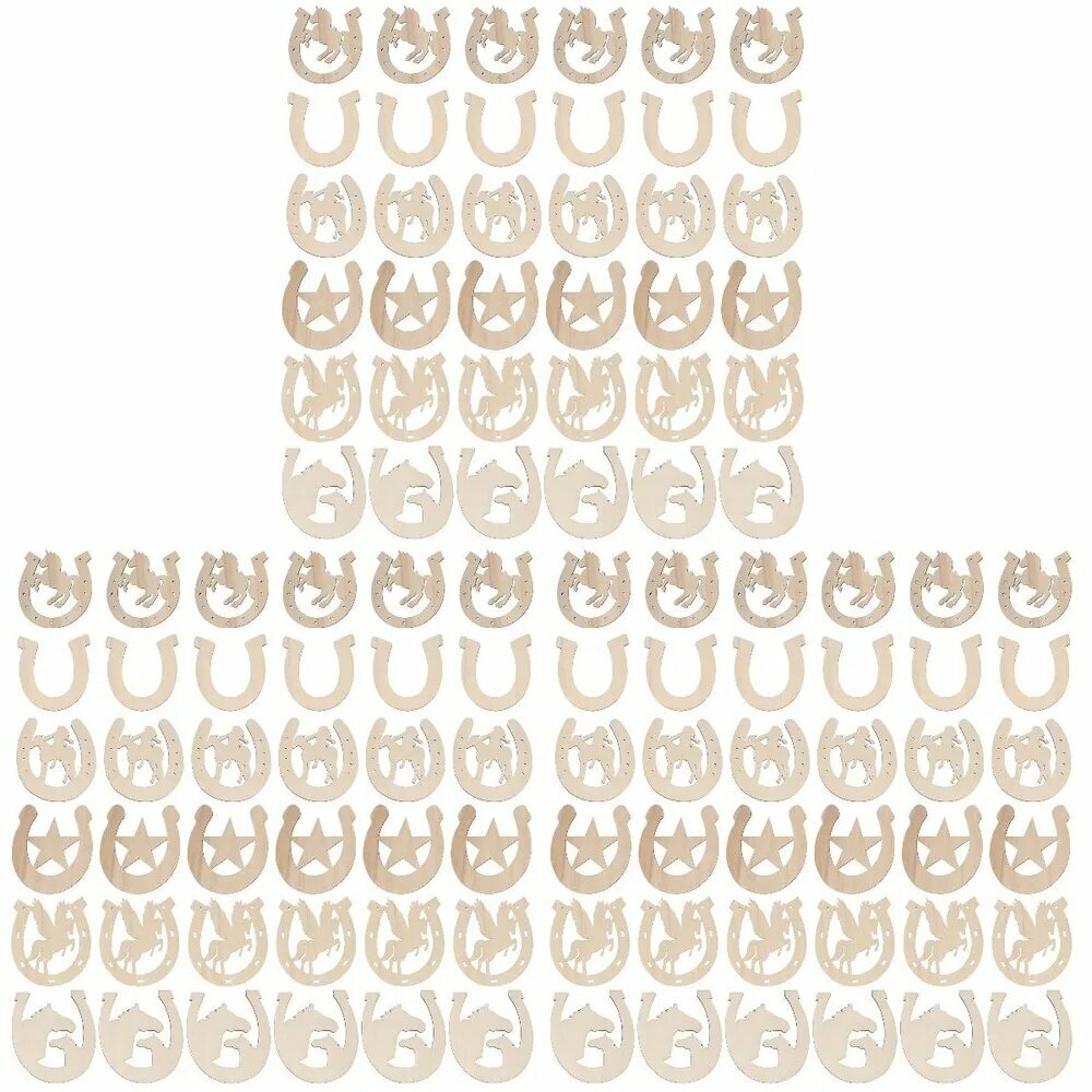 Набор деревянных заготовок в форме подковы для декора 108 штук