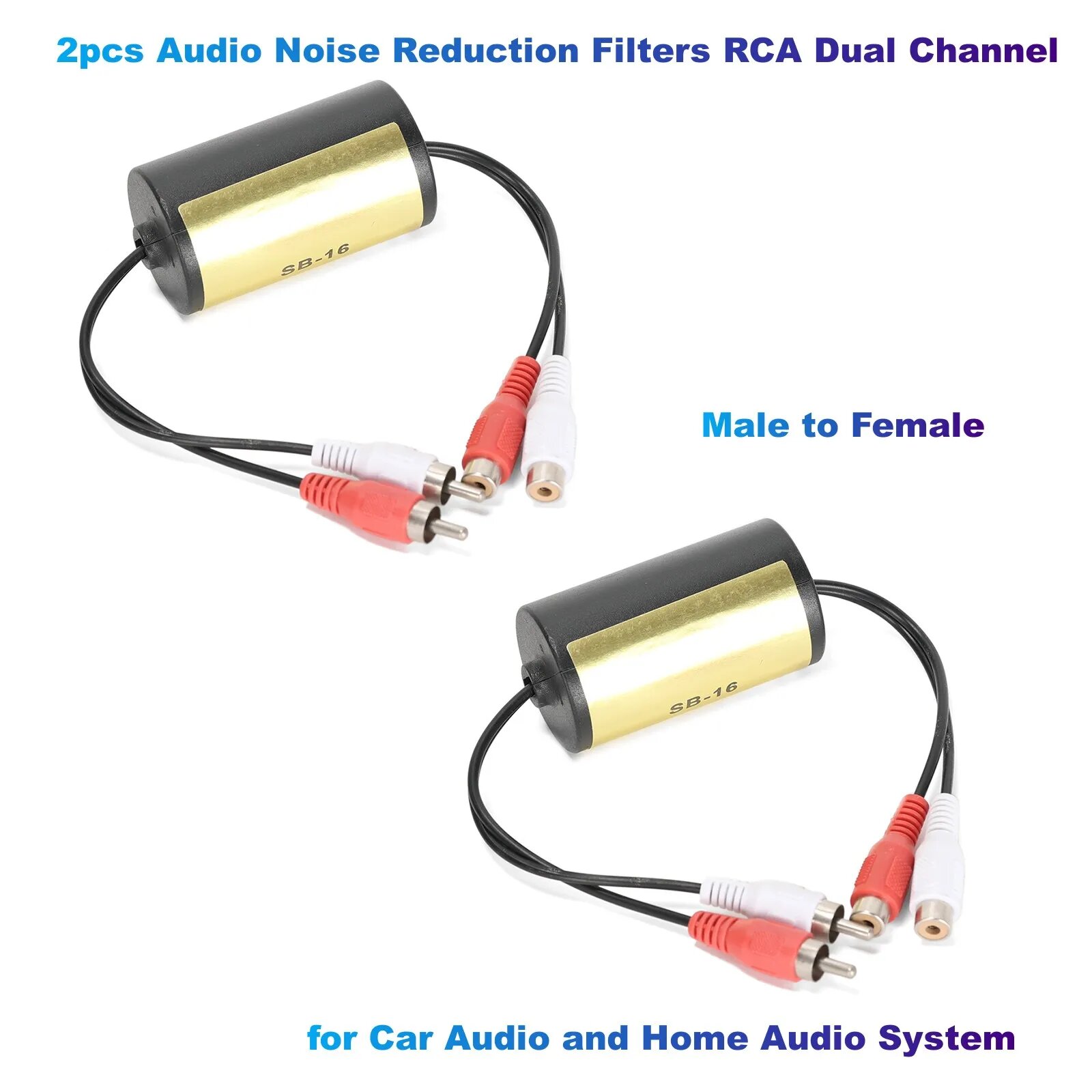 2 шт. аудиофильтры с шумоподавлением RCA двухканальный между мужчинами и женщинами для автомобильной аудиосистемы и домашней аудиосистемы