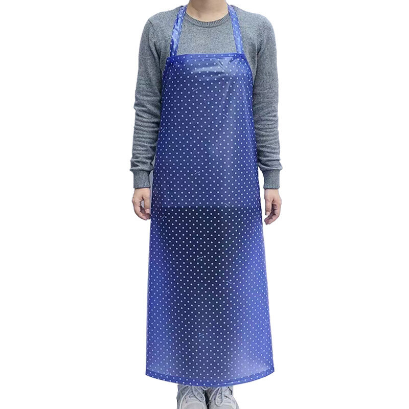 Длинный водонепроницаемый фартук с рисунком в горошек для мужчин и женщин. Фартуки из ПВХ для кухни, работы с морепродуктами, уборки или использования в столовой. Защитный фартук с шейным ремешком, устойчивый к воздействию масел и кислот.