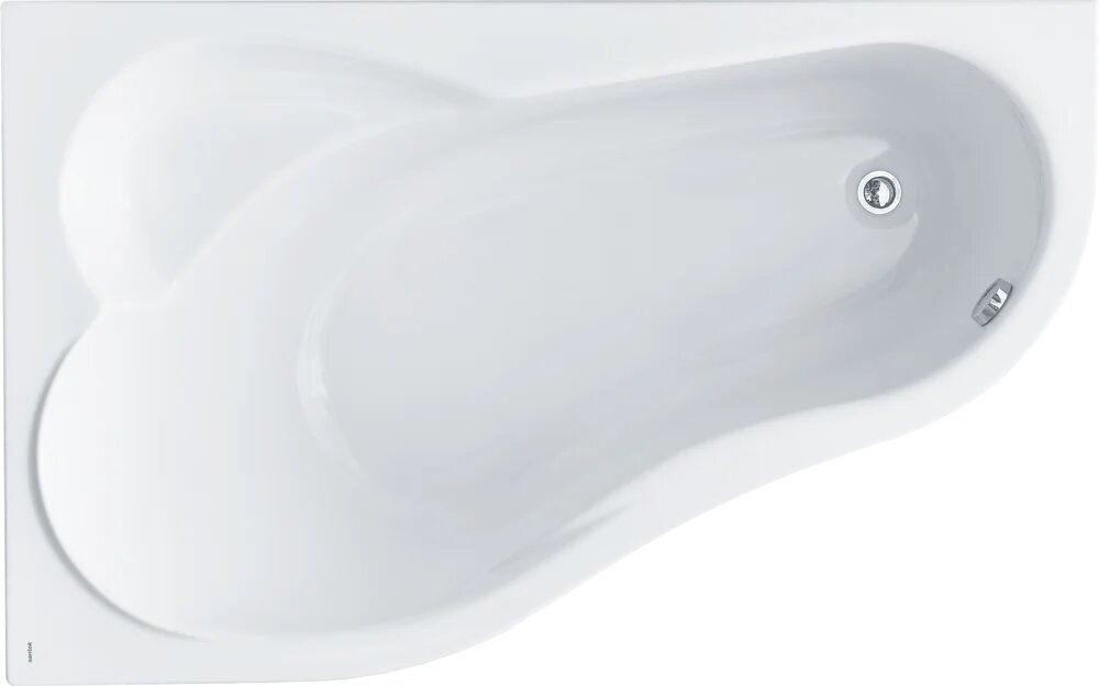 Акриловая ванна Santek Ибица XL L 159x100, с каркасом, угловая, левая, пристенная, белая, глянцевая, асимметричная, с сиденьем