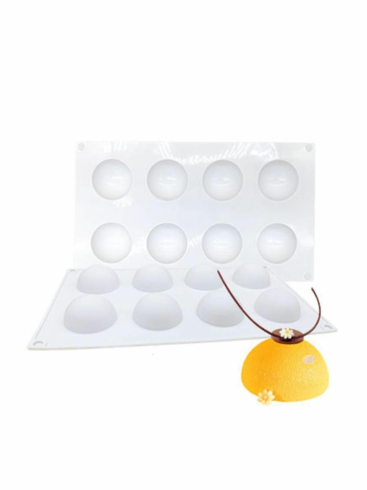 1 кусочек силиконовой формы для муссового торта в виде полукруглого шарика-8 штук