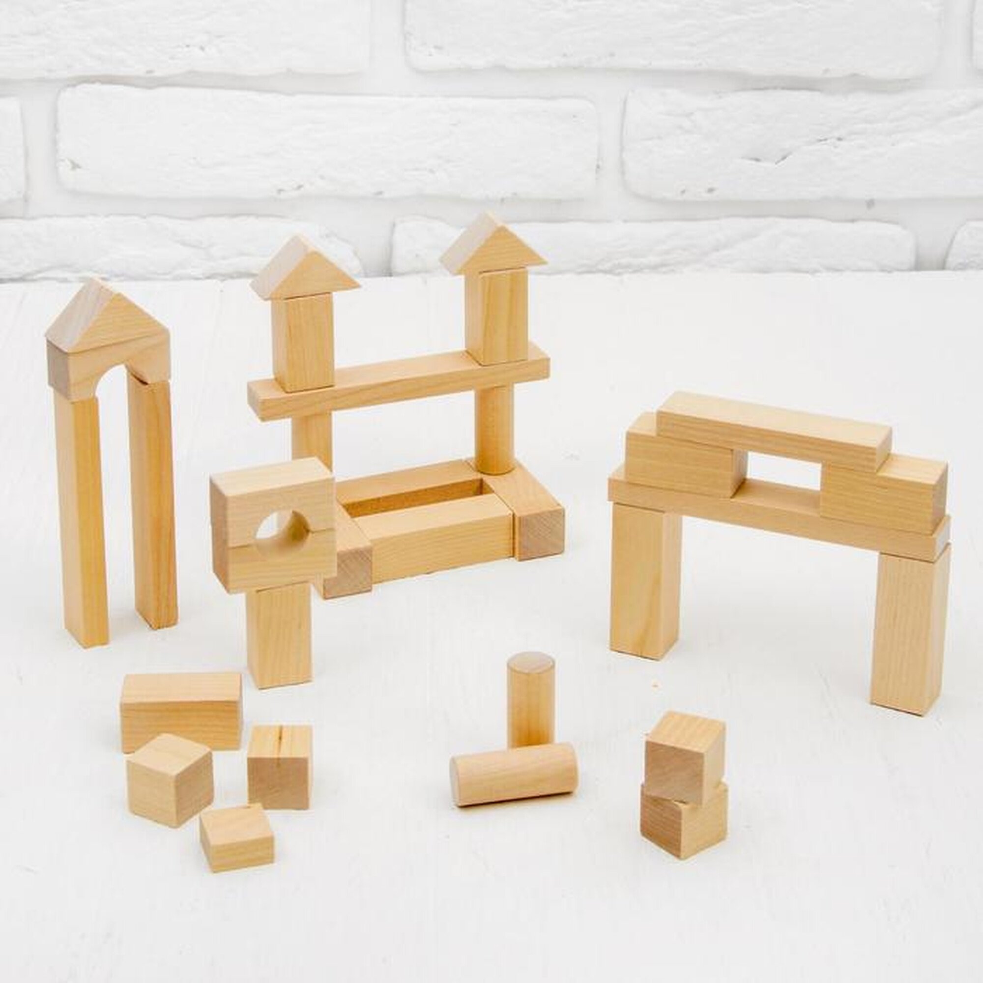 Конструктор Pelsi И627 "Стройка", 60 элементов, дерево, бежевый