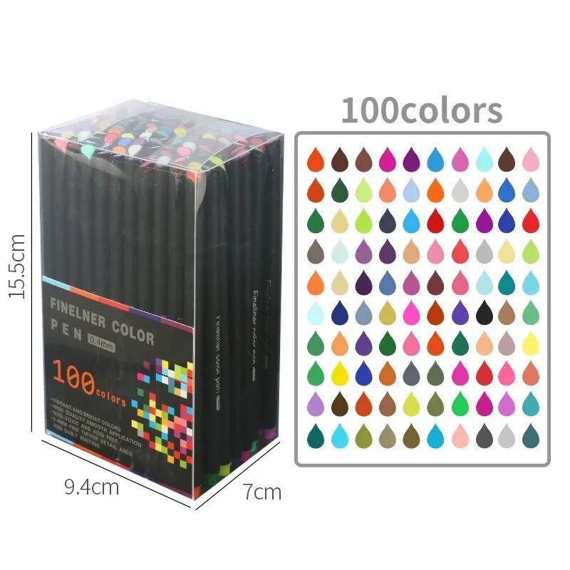 Набор Акриловых Маркеров С Двойным Тонким Наконечником 0,4 Мм, 12-100 Цветов, Для 100 Colors