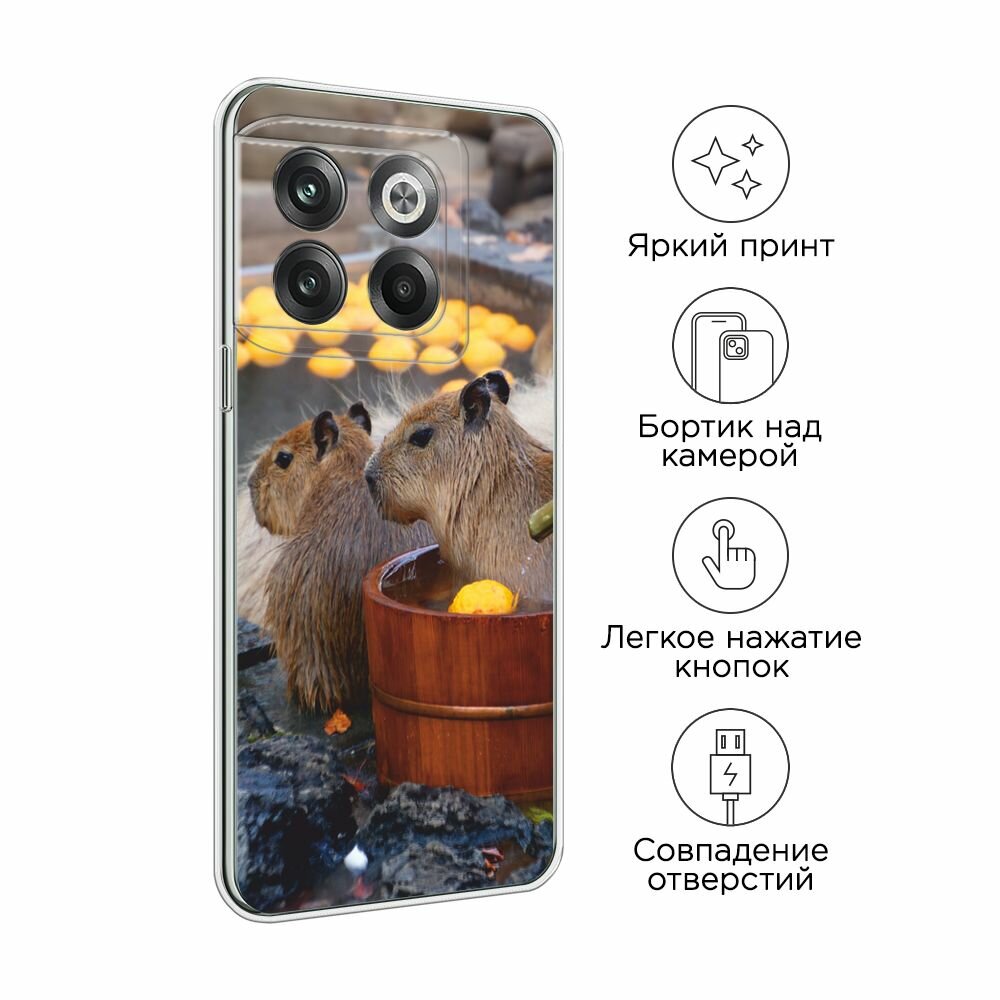 Чехол на OnePlus 10T / Ван плюс 10T с принтом "Капибары отмокают" — фото 1
